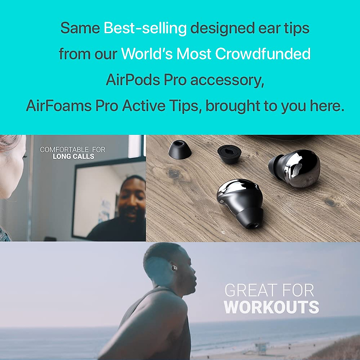 Memory Foams Pro Active V2.0 Patented Silicone Memory Foam Ear Tips for Galaxy Buds Pro and Jabra 85t. Stays in, Last 5X Longer, No Sweat/Wax. Replacement for Samsung Galaxy Buds Pro Tips. CharJenPro