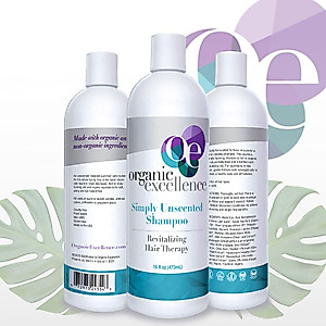 Organic Excellence All Natural Chemical-Free Shampoo | Non-Toxic, Sulfate-Free, Paraben-Free, Fragrance-Free for Men, Women, and Kids - Color-safe 16 fl oz (473 ml)