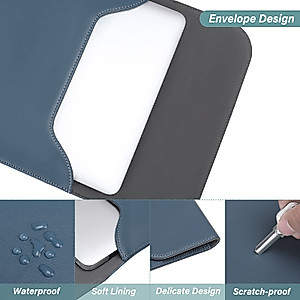 MOSISO Laptop Sleeve Compatible with MacBook Air 13 M3 A3113 M2 A2681 M1 A2337 A2179 A1932/Pro 13 M2 M1 A2338 A2251 A2289 A2159 A1989 A1706 A1708, Faux Suede Leather Case with Small Bag, Peacock Blue