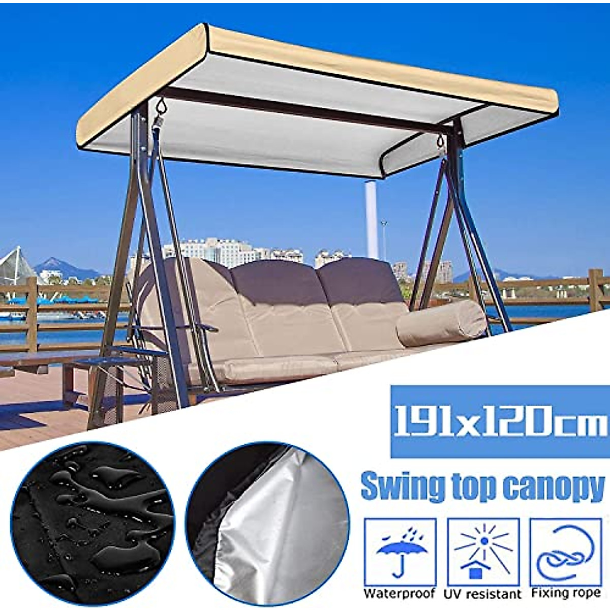 Swing Canopy Replacement Cover, 75×47×7/9 in Waterproof Windproof Anti-UV Heavy Oxford Cloth Patio Garden Swing Canopy Replacement Top Cover (red)