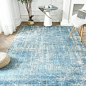 jinchan Area Rug 5x7 Grey Rug Modern Carpet Indoor Floor Cover Vintage Mat Foldable Thin Rug Gray Multi Geometric Accent Rug for Living Room Bedroom Kitchen Non Slip