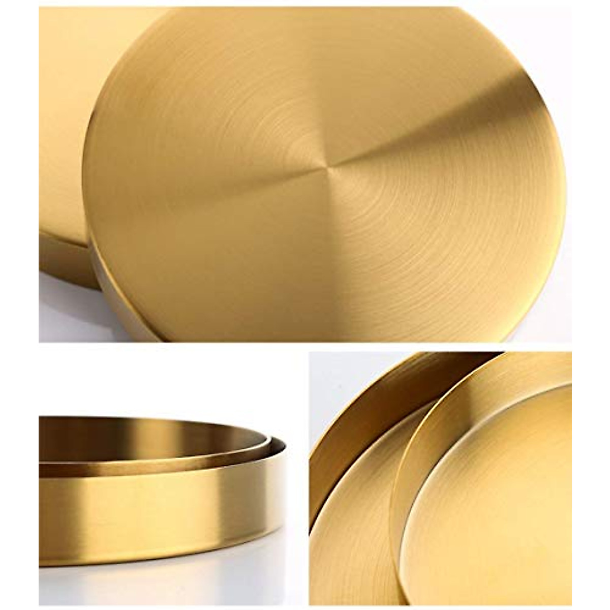 UniDes - Round Brass Tray,Small Gold Decorative Tray Metal Storage Organizer Tray for Modern Home,Matte Brass Finish | 8.66 Inch