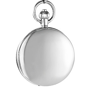 OGLE Waterproof Distorting Mirror Tourbillon Phases Sun Moon Chain Fob Skeleton Automatic Mechanical Pocket Watch (Silver Black)