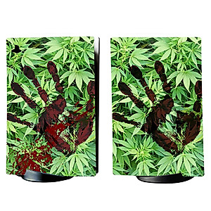 PlayVital Blood Handprint Weeds Full Set Skin Decal for ps5 Console Digital Edition, Sticker Vinyl Decal Cover for ps5 Controller & Charging Station & Headset & Media Remote