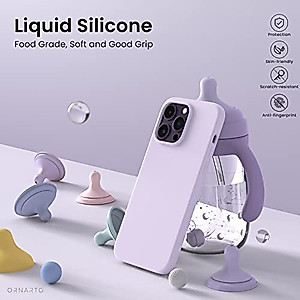 ORNARTO Compatible with iPhone 14 Pro Case 6.1, Slim Liquid Silicone 3 Layers Full Covered Soft Gel Rubber Phone Case Protective Cover with Microfiber Lining 6.1 inch-Pastel Lilac