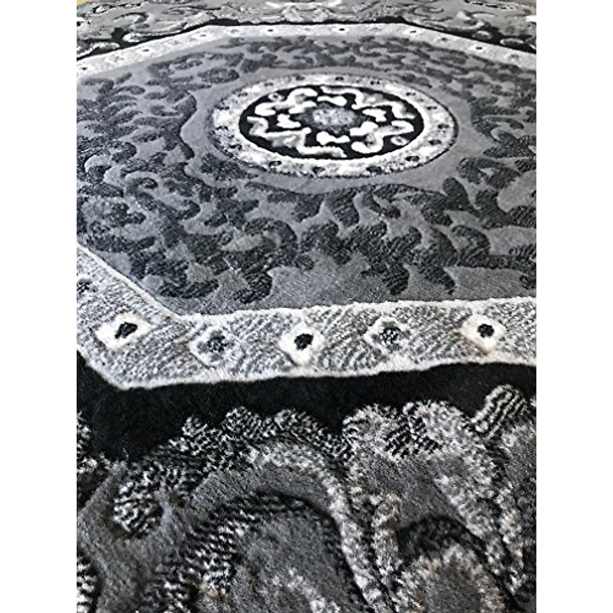 Carpet King Traditional Oriental Octagon Area Rug Grey Black Silver Gray Design 101 (5 Feet 3 Inch X 5 Feet 3 Inch)