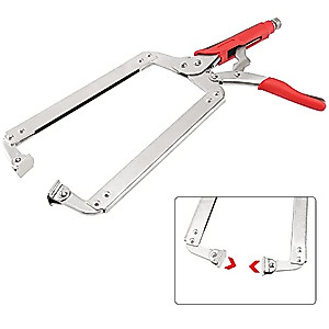 PINGEUI 2 PCS 18 Inch C Clamp Locking Pliers, Heavy Duty C Clamps with Swivel Pads and Rubber Handle Sleeve, Adjustable Welding Woodworking Tools, 7 Inch Max Jaw Opening