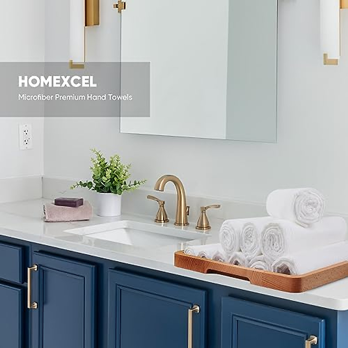 HOMEXCEL White Hand Towels for Bathroom 12 Pack, Highly Absorbent Microfiber Hand Towel, Multipurpose Gym Towels Camping Towels Spa Towels Hotel Towels, Soft and Quick Drying Hand Towel 15 x 25 inches