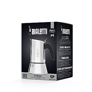 Bialetti - New Venus Induction, Stovetop Coffee Maker, Suitable for all Types of Hobs, Stainless Steel, 6 Cups (7.9 Oz), Silver