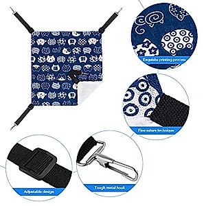 Pedgot 3 Pack Reversible Cat Hanging Hammock with Adjustable Straps and Hooks Double-Sided Pet Cage Hammock Hanging Bed Resting Sleepy Pad for Small Animals Pets, 23.6 x 20 Inches