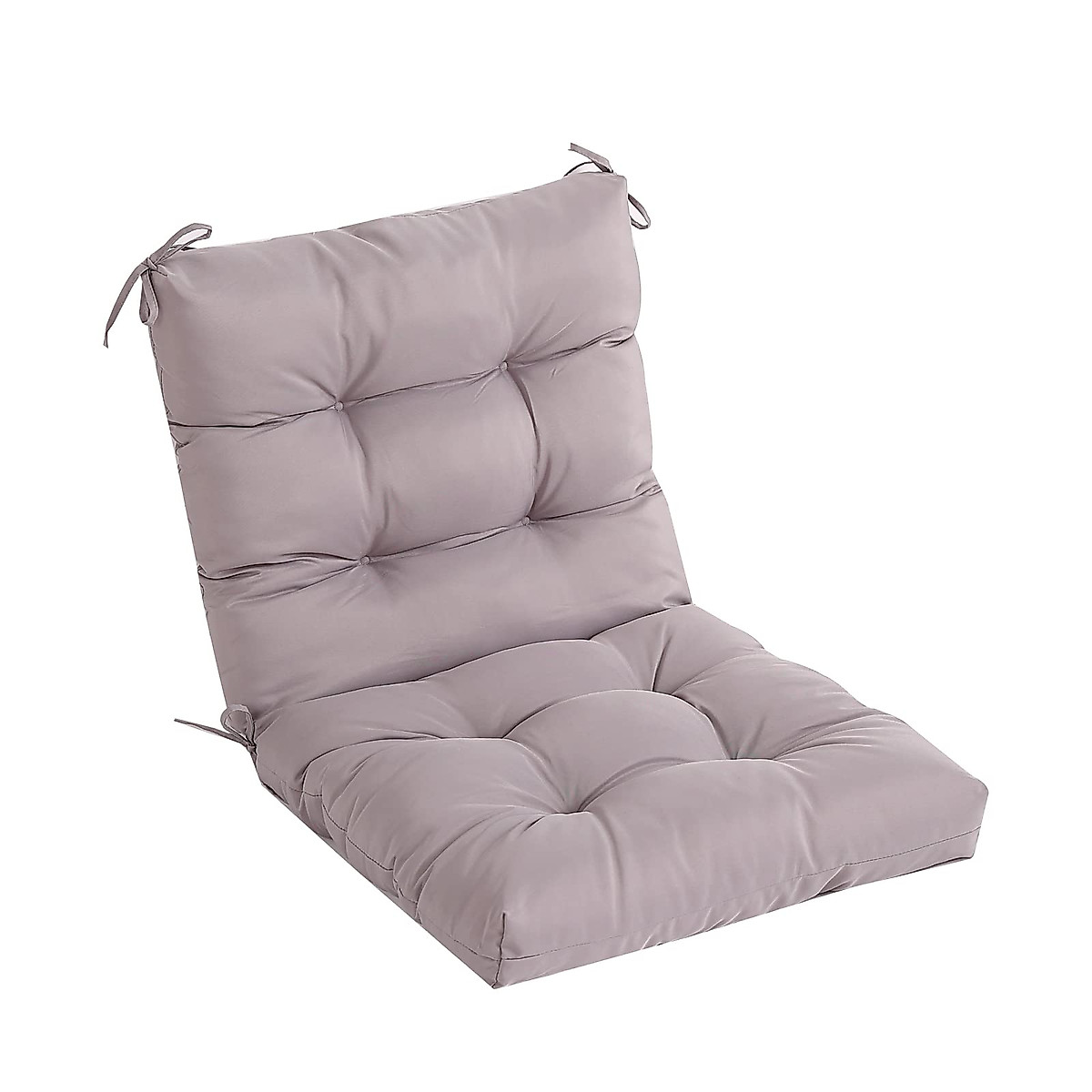 Tiita Outdoor/Indoor Seat/Back Chair Cushion with Ties All Weather Chair Cushion Lounge Chair Cushions Deep Seat Patio Cushions Wicker Seat Cushion for Outdoor Furniture （Grey, 42x21 inch）