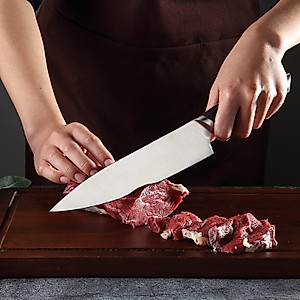 Chef Knife Set, Karcu 6-Piece Professional German Steel Kitchen Knife Block Sets, Brown