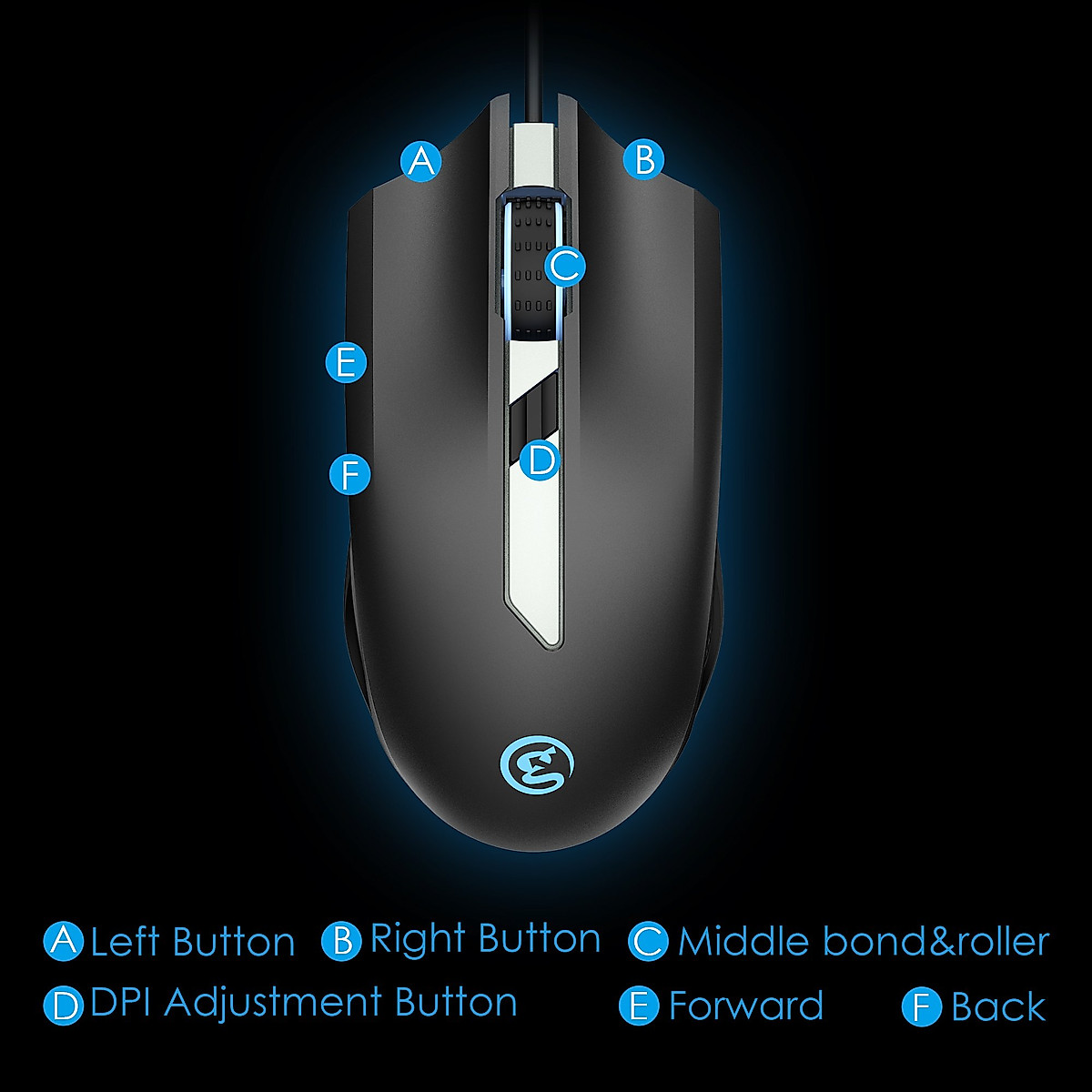 GameSir GM100 Gaming Mouse Wired Ergonomic Game USB Computer Mice RGB Gamer 6 Buttons Desktop Laptop PC Gaming Mouse