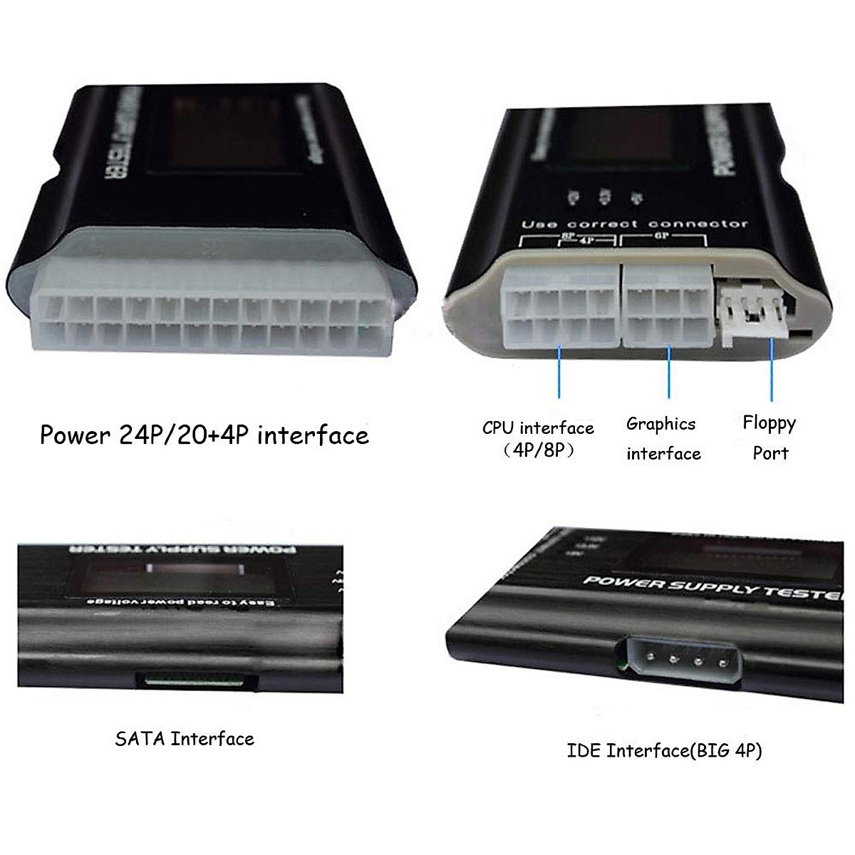 Comidox 1Pcs 20/24 Pin LCD Computer PC Power Supply Tester for ATX BTX ITX TFX SATA with Buzzer Automatic Alarm