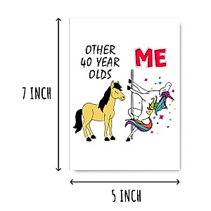 40Th Birthday Gifts For Women Other 40 Year Olds Me Unicorn Card 40 Years Old Birthday Gifts Card For Mom Wife Friend Sister Her