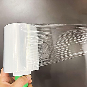 2-Pack Industrial Mini Clear Stretch Wrap Film 80 Gauge 5.1" 1000ft for Pallet Wrap with Plastic Handle,Durable Self-Adhering Packing,Moving,Packaging,Heavy Duty Shrink Film Chuangseed