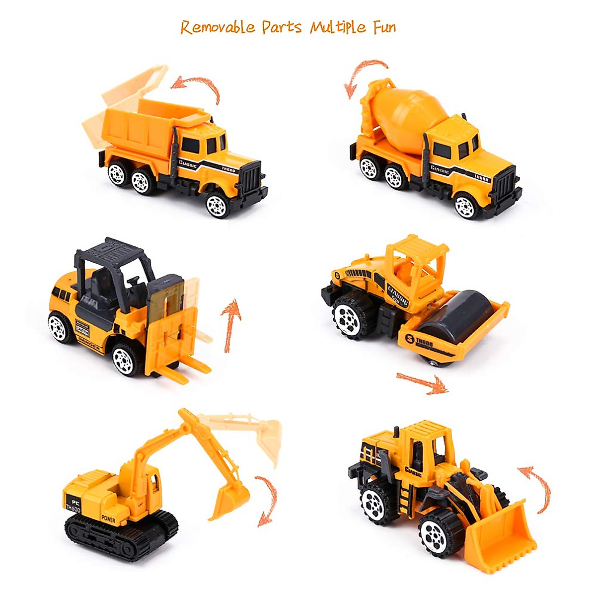Jellydog Toy Small Construction Trucks , Kids Construction Vehicles Toy, Friction Powered Kids Dumper Truck, Bulldozers,Forklift,Tank Truck, Asphalt Car, Excavator Toy for Children