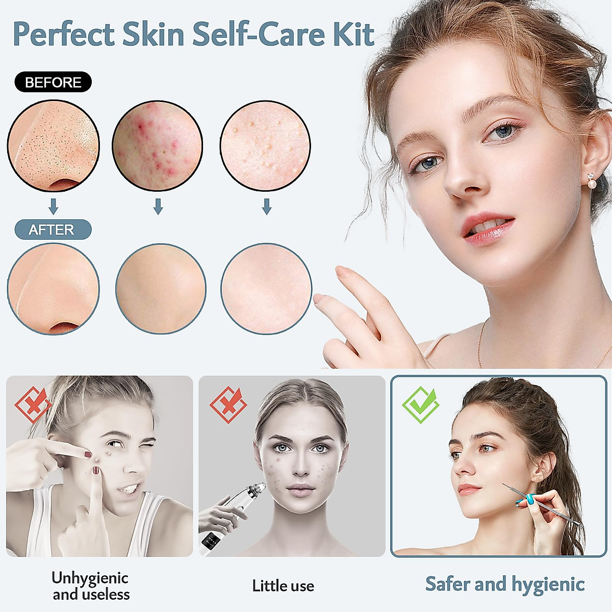 Pimple Popper Tool Kit,MENOLY 10Pcs Blackhead Remover Tools,Pimple Extractor,Acne Tools,Acne Kit for Blackhead,Blemish,Zit Removing,Whitehead Popping and Comedone Extractor Tool with Leather Bag