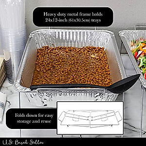 Spec101 Chafing Wire Rack 6 Pack for 24x12 Inch Foil Pans - Empty Folding Reusable Buffet Wire Rack Chafing Stand Foldable Food Warmer Rack Dish Stands Heater Chafer Racks - Catering, Buffet, Wedding