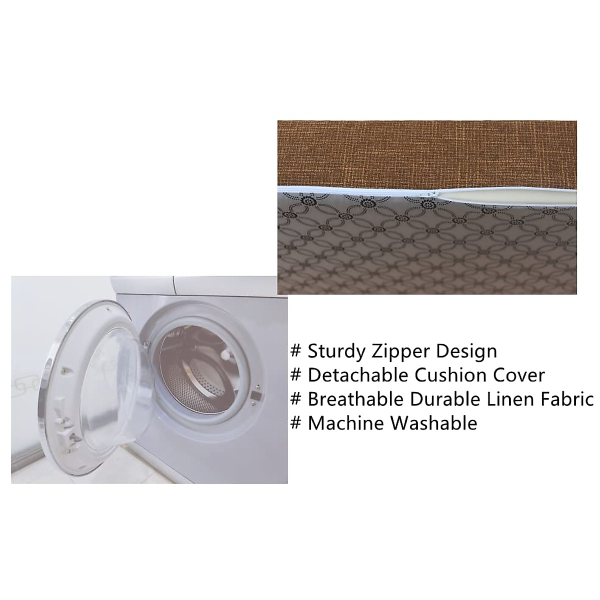 Jininworl Washable Bench Cushion, Non-Slip Bench Pad for Shoe Storage, Window, Piano, Dining (Brown; Personalize)