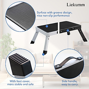 LIEKUMM Foldable Step Stool, 330lbs Capacity Step Ladder, Step Stool with Non-Slip Platform, Folding Step Stool, Portable One Step Stool for Kitchen, Bedroom, Office, Camping, White