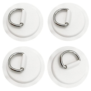 4 Pieces Kayak Paddle Sup Paddleboard Keeper Paddle Clip Paddle Holder Include 4 Pieces D-Ring Patch for PVC Inflatable Boat &Sup Paddleboard (White)
