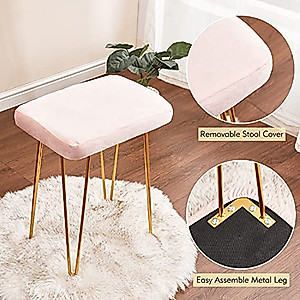 White Dressing Table Bedroom Vanity Table Chair Set with Cushioned Stool Wall Mount Mirror 3 Drawers Gold Hairpin Legs Makeup Table