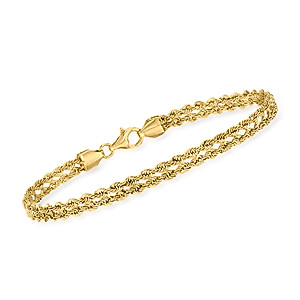 Ross-Simons 14kt Yellow Gold Double-Rope Chain Bracelet. 7 inches