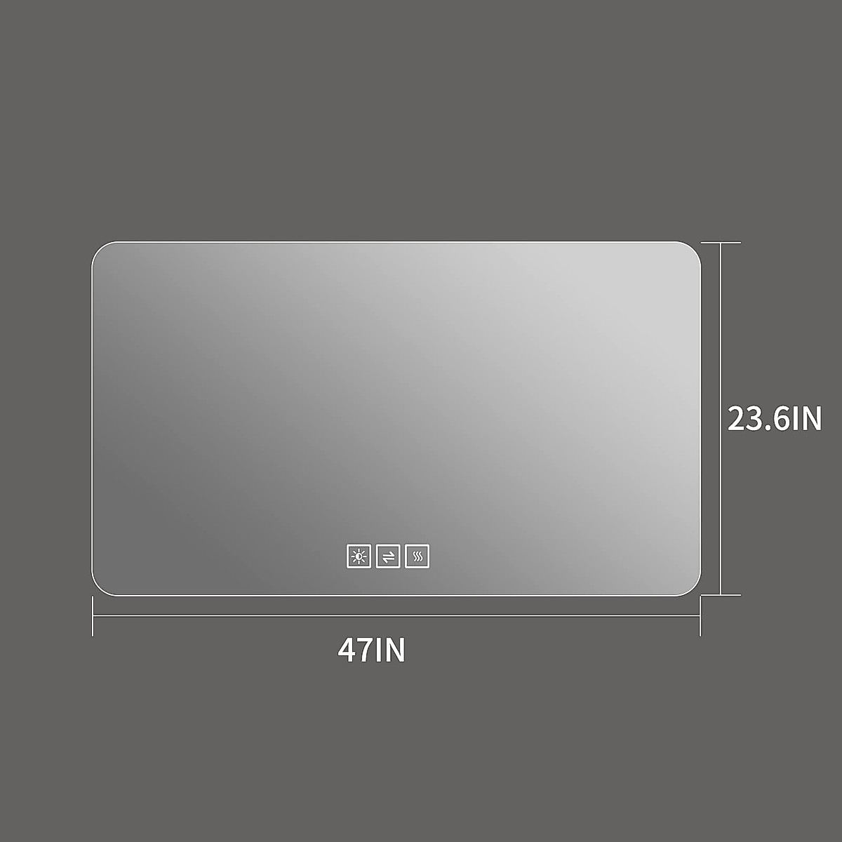 LAIYA 23.5”X47.5” Bathroom Vanity Mirror with Lights, Wall-Mounted Led Black Mirror for Bathroom Anti-Fog Waterproof, Light Adjustment Intelligent Touch Button Horizontal