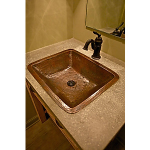 Premier Copper Products LREC19DB 19-Inch Hammered Copper Bathroom Sink, Oil Rubbed Bronze