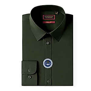 Lion Nardo Dress Shirts for Men Long Sleeve Mens Dress Shirts Regular Fit Casual Button Down Shirts Cotton Dress Shirts Army Green