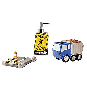 dream FACTORY Trains and Trucks 3-Piece Bath Accessories Set, Grey