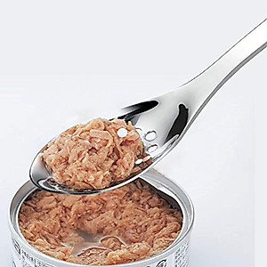 Small Slotted Spoons,AOOSY Modern Stylish Thick Heavy-weight Short handle Stainless Steel 10 Holes Durable Caviar Spoon for Soup Cereals Dips Curry Sauces Stews, Set of 2