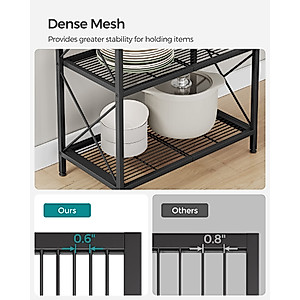 SONGMICS 5-Tier Metal Storage Rack, Shelving Unit with X Side Frames, Dense Mesh, 12.6 x 23.6 x 57.3 Inches, for Entryway, Kitchen, Living Room, Bathroom, Industrial Style, Ink Black UBSC165B01