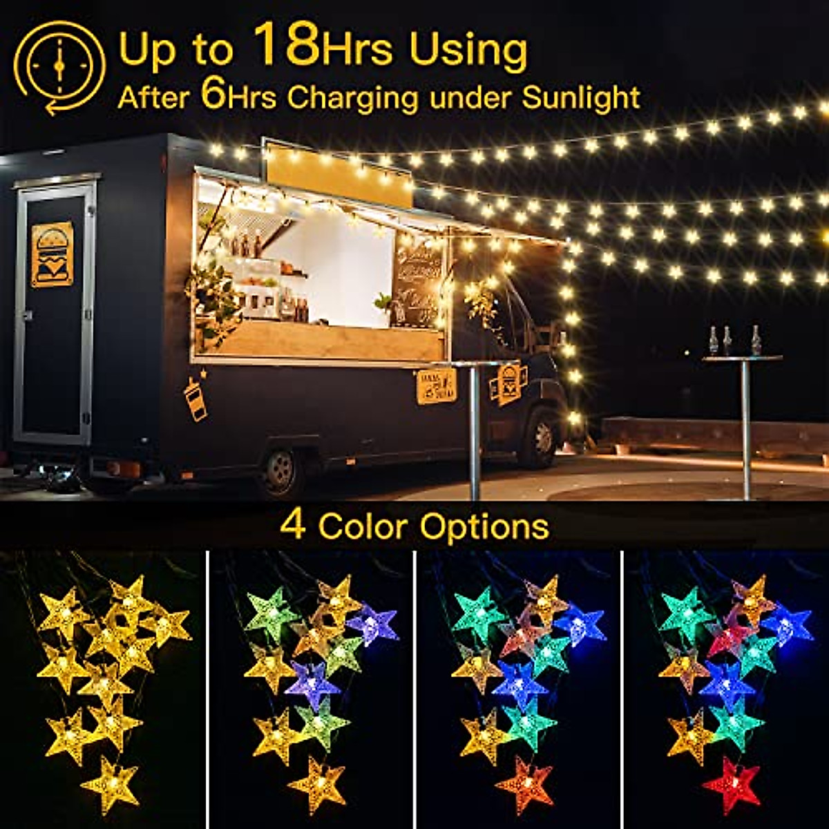 Ollny Solar Christmas Lights, Solar Star String Lights 50LED 25FT Warm White & Multicolor Outdoor Patio Lights, with Remote 11Modes Memory Waterproof Timer for Christmas Garden Fence Yard Decorations