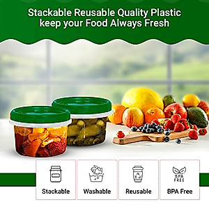 [Green - 12 Pk] Airtight Deli Containers with Lids Twist Lock Top Clear Food Storage for Meal Prep Snacks and Leftovers Freezer and Microwave Safe Stackable Leak-Resistant and 12 Pc. Set (16 Ounce)