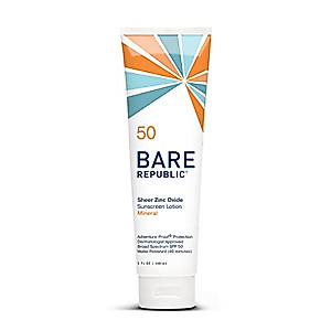 Bare Republic Sport Mineral Sunscreen SPF 50 Sunblock Body Lotion, Free of Chemical Actives, Vanilla Coco Scent, 5 Fl Oz.