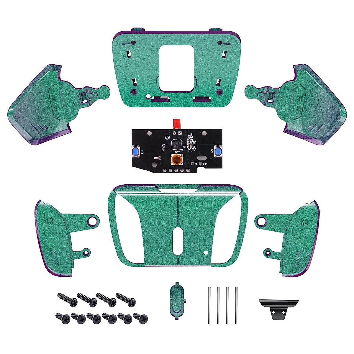 Turn RISE to RISE4 Kit – Redesigned Chamelon Green Purple K1 K2 K3 K4 Back Buttons & Remap PCB Board for PS5 Controller eXtremeRate RISE & RISE4 Remap kit - Controller & Other Accessories NOT Included