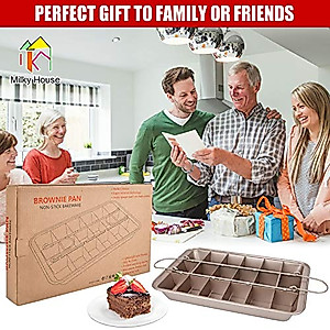 Brownie Pans with Dividers, Non Stick Brownie Baking Pans, Baking Pan with Built-in Slicers Solutions, 18 Pre-Cut Brownie Pans, Rectangular Cake Pans Square Molds for Oven Baking Bread, 12 by 8 inches