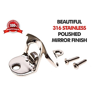 Choice Marine 316 Stainless Steel Wall Mounted Bottle Opener with Mounting Screws | Rust proof Beer Bottle Opener for Bars, Patios, Boats, KTV, Hotels | Beer Opener Wall Mount, Pack of 1, Silver
