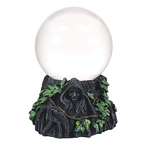 Ebros Celtic Sacred Moon Triple Goddess Mother Maiden Crone Scrying Glass Gazing Ball Figurine 8" H Wicca Wiccan Holy Trinity Decor Halloween Macabre Sculpture Decorative