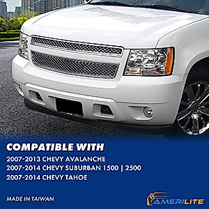 AmeriLite for Chevy 07-13 Tahoe/Suburban/Avalanche Factory Style Chrome Halogen Replacement Headlights Pair - Driver and Passenger Side