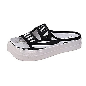 Womens Casual Slide Sandals Low Heeled Comfy Open Toe Slip on Anti Slip Hook and Loop Shoes for Outdoor