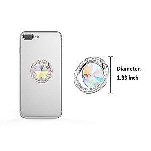 lenoup Glitter Bling Bling Phone Ring Holder,Sparkle Phone Ring Grip Artificial Diamond Stand,Rhinestone Cell Finger Ring for Phones,Pad(Silver)