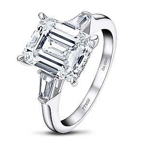 AINUOSHI Engagement Rings for Women 4ct Emerald Cut Cubic Zirconia CZ 925 Sterling Silver Wedding Rings Christmas Gifts for Women Anniversary Valentines Day Gifts for Her (8.5)