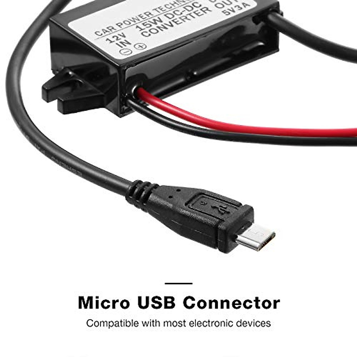 DC-DC Buck Converter Module 12V to 5V Micro USB Power Adapter Compatible with Ring Alarm Keypad (3 Pieces)