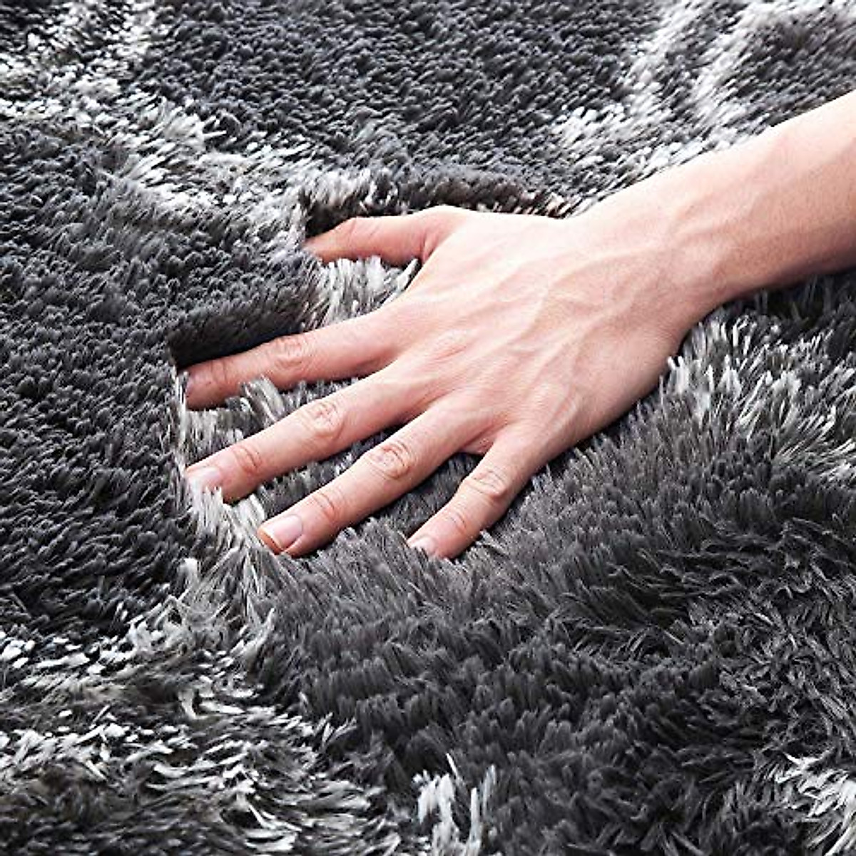 HOMORE Fluffy Bedroom Rug Super Soft Velvet Shaggy Plush Carpets 6x9 Feet, Shag Moroccan Area Rugs for Kids Girls Living Room Bed Home Decor, Gray