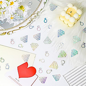 2.1 Oz/ 60 g Holographic Wedding Ring Confetti Glitter Diamond Confetti Wedding Party Table Confetti Engagement Ring Confetti Decor for Bridal Shower Engagement Wedding Valentines Day Cake Table Decor