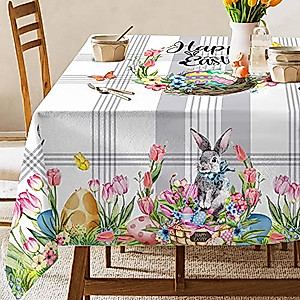 Hexagram Easter Tablecloth, Easter Table Cloth Rectangle 60x84 inch, Indoor or Outdoor Spring Easter Kitchen Table Decorations for Dinner