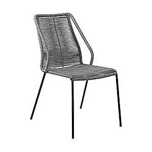 ARMEN LIVING LCCPSIGRY Clip Indoor Outdoor Stackable Steel Dining Chair with Grey Rope-Set of 2, Gray